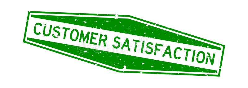 Grunge Green Customer Satisfaction Word Hexagon Rubber Stamp on White ...