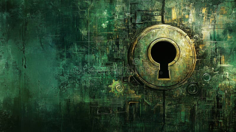 Grunge Green Metallic Keyhole Abstract Art Design Stock Illustration ...