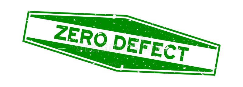 Grunge Green Zero Defect Word Hexagon Rubber Stamp on White Background ...