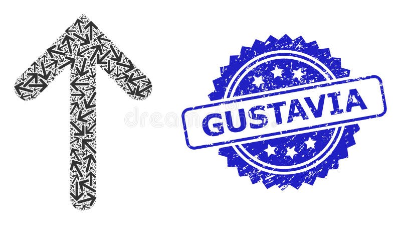 Grunge Gustavia Seal and Recursion Up Arrow Icon Composition Stock ...