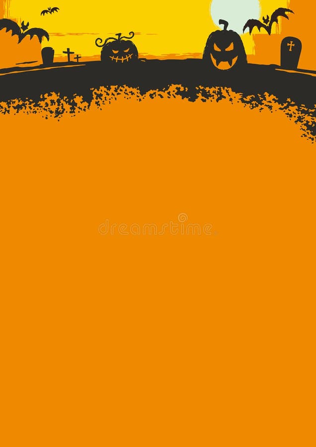 Grunge Halloween Pumpkins in Graveyard with Bats Full Page Menu ...