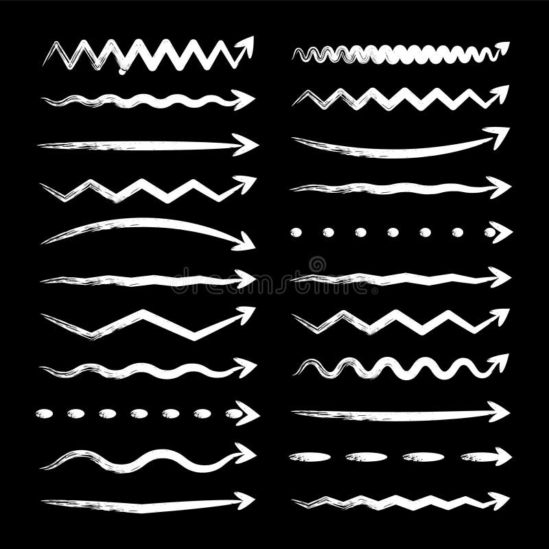 Grunge Hand Drawn Arrows, Highlighter Lines. Marker Stroke, Brush Pen ...