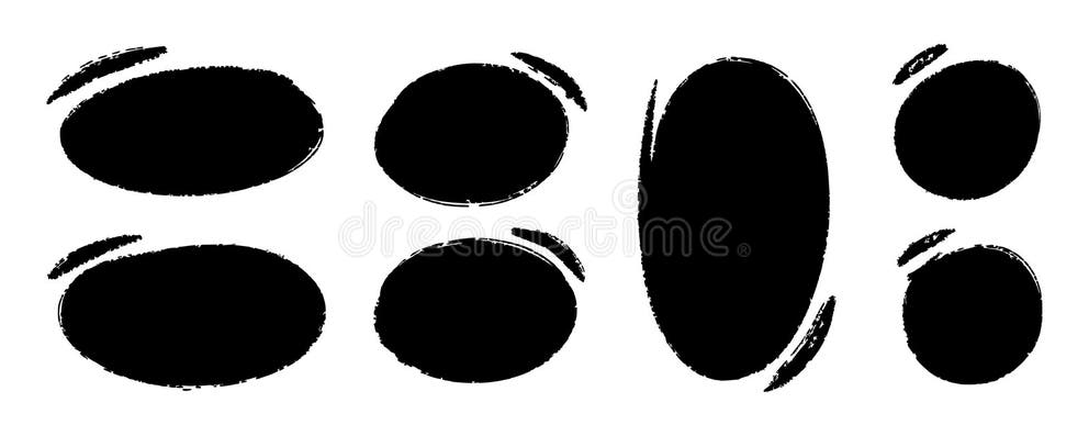 Grunge Hand Drawn Circle Highlights with Dry Brush or Marker Texture ...