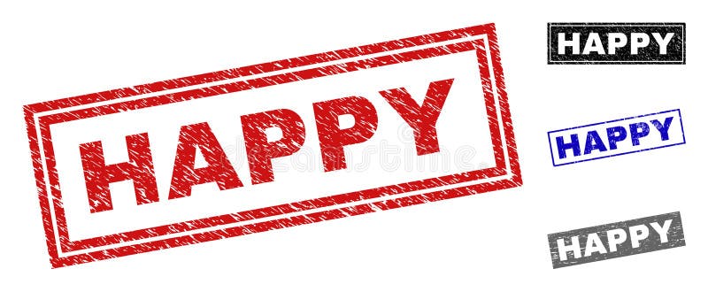 Grunge HAPPY Scratched Rectangle Stamp Seals Stock Vector ...