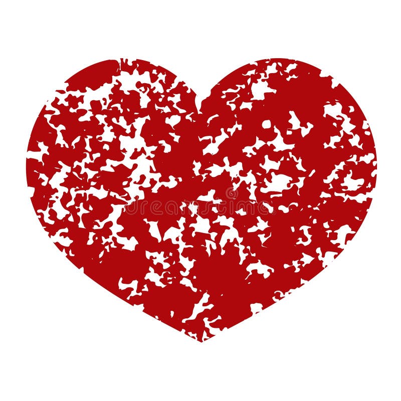 Grunge Heart Stamp Red Shape. Rubber Texture Stock Vector ...