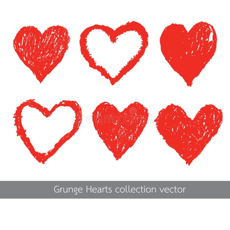 Grunge Heart Texture Vector Set Stock Vector - Illustration of icon ...