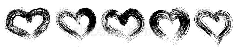 Grunge Hearts. Set of Design Elements for Valentine`s Day Stock Vector ...