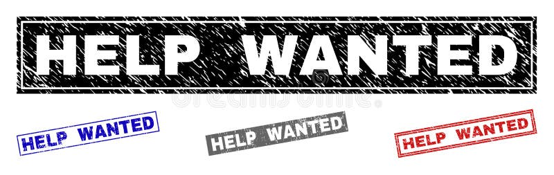 Grunge HELP WANTED Textured Rectangle Stamps Stock Vector ...