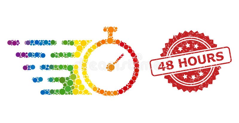 Grunge 48 Hours Seal and Bright Colored Time Tracker Collage Stock ...