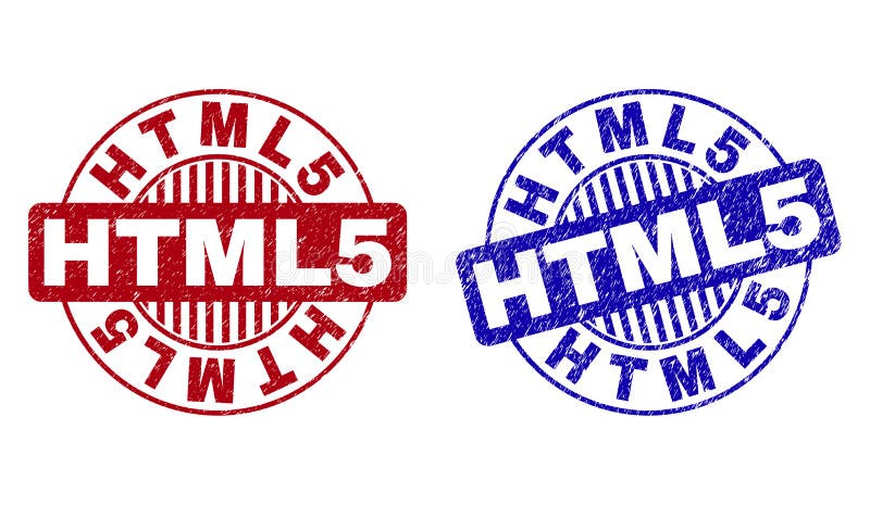 Grunge HTML5 Textured Round Stamps Stock Vector - Illustration of html ...