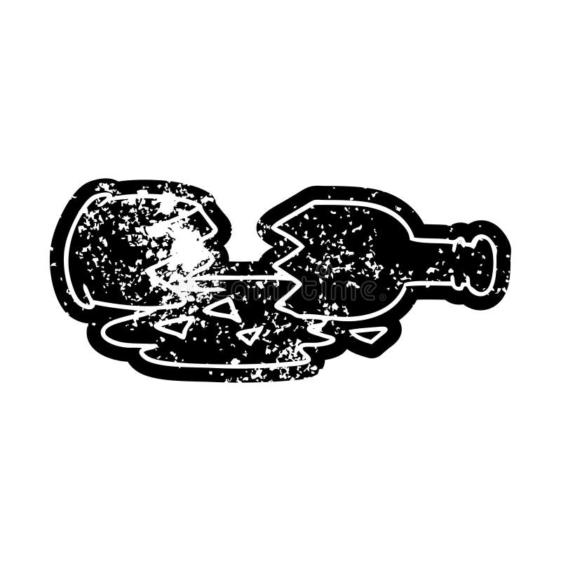 Grunge Icon Drawing of a Broken Bottle Stock Vector - Illustration of ...