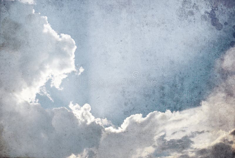 Grunge Image of Sky with a Cloud on Grainy Film Texture Stock Photo ...