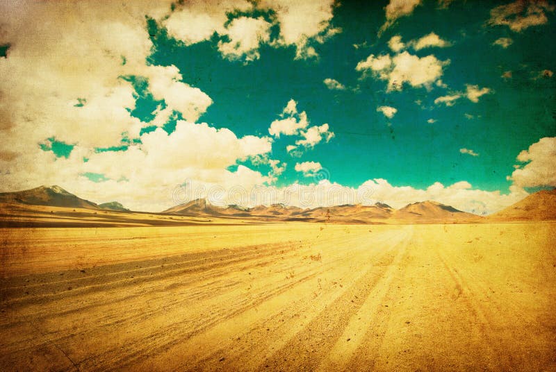 Grunge Image of Desert Road Stock Illustration - Illustration of ...