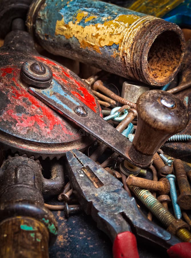 Grunge Image of a Stack of Old Tools Stock Image - Image of copyspace ...