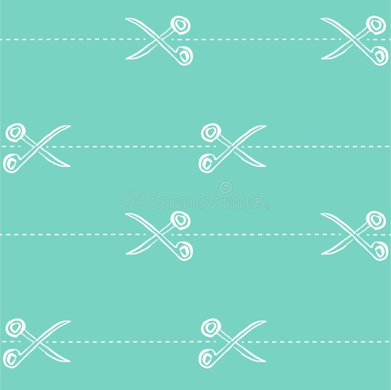 Grunge Ink Hand Drawn Scissors Seamless Pattern. Vector Illustration ...