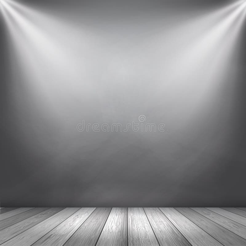 Grunge Interior with Spotlights Shining Down Stock Illustration ...