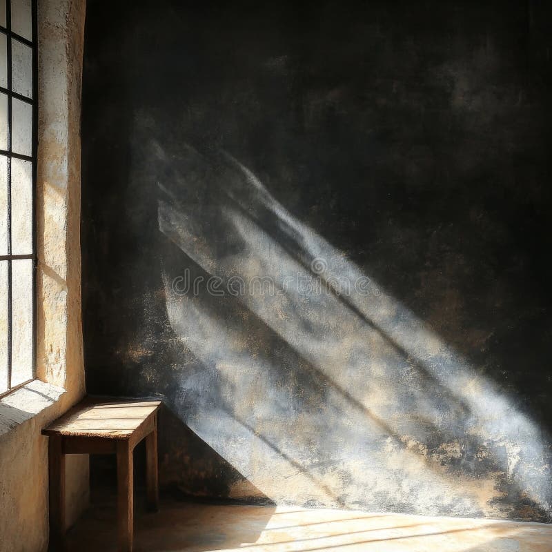 Grunge Interior with Window and Light Rays, 3d Render Stock ...