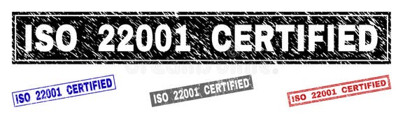 Grunge ISO 22001 CERTIFIED Scratched Rectangle Stamp Seals Stock Vector ...
