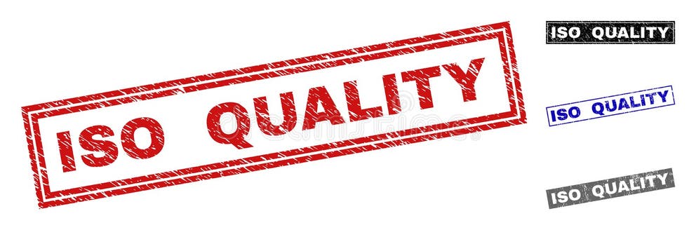 Grunge ISO QUALITY Scratched Rectangle Stamps Stock Vector ...