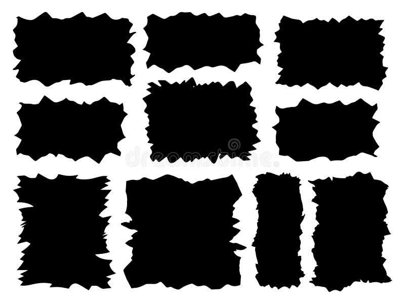 Grunge Jagged Rectangles Black Silhouettes. Abstract Torn Rectangles ...