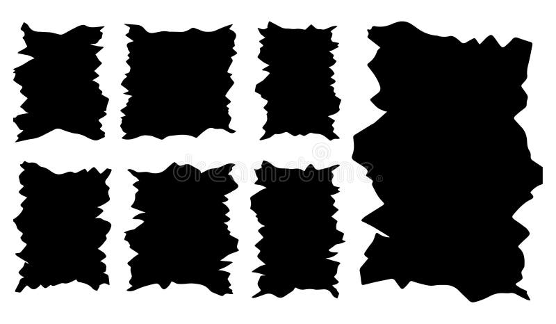 Grunge Jagged Rectangles Black Silhouettes Abstract Torn Rectangles Geometric Vector