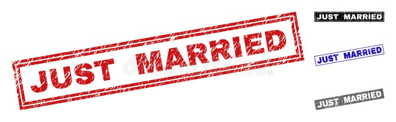 Grunge JUST MARRIED Scratched Rectangle Watermarks Stock Vector ...