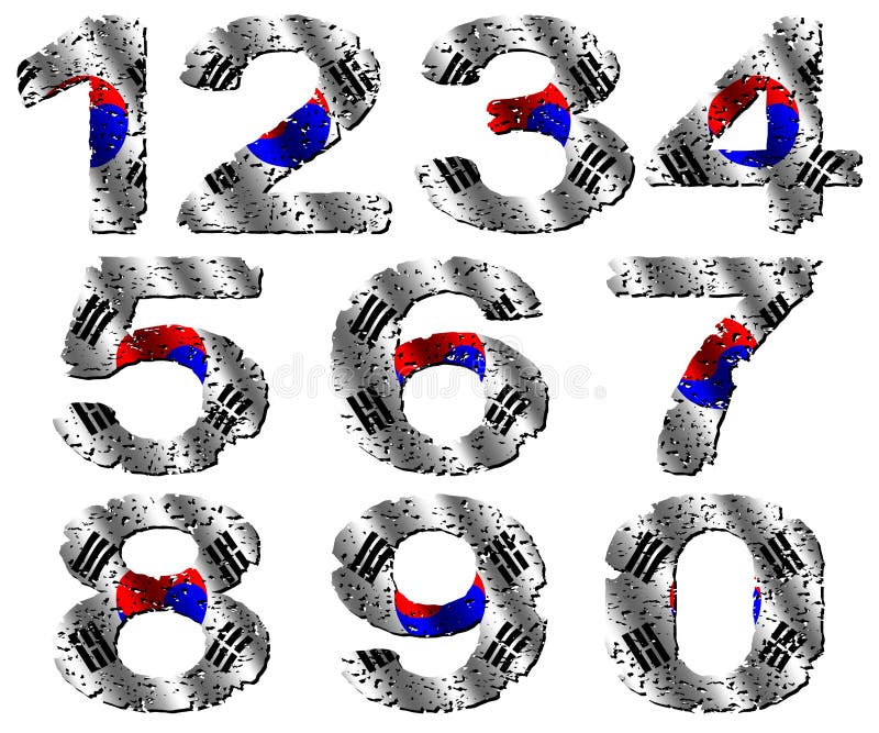 Grunge Korean flag numbers stock illustration. Illustration of colorful ...