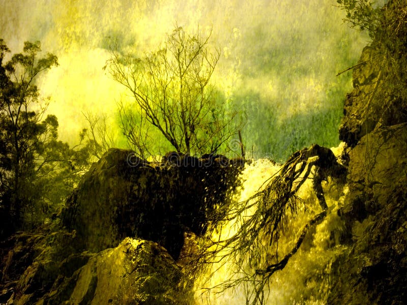 Art Grunge Landscape - Lonely Tree on the Meadow Stock Photo - Image of ...