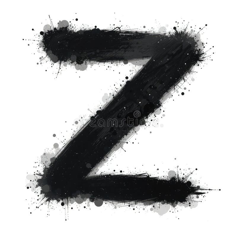 Grunge Letter Z with Ink Splatter Effect Creative Typography Design ...