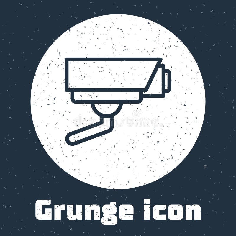 Grunge Line Security Camera Icon Isolated on Grey Background ...
