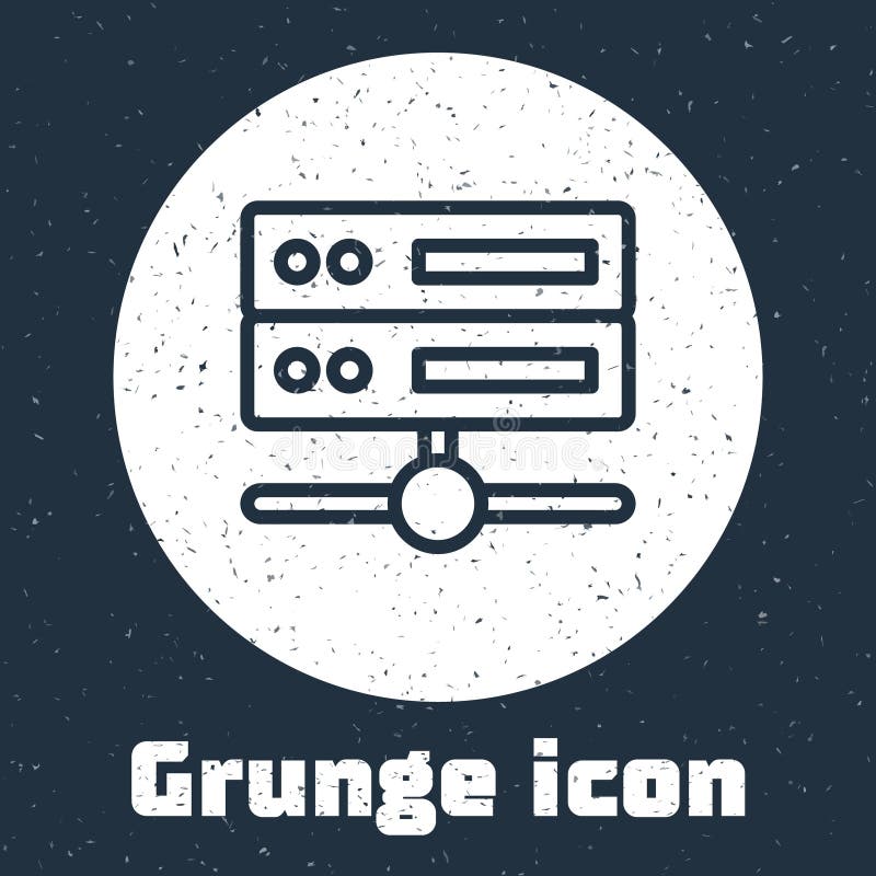 Grunge Line Server, Data, Web Hosting Icon Isolated on Grey Background ...