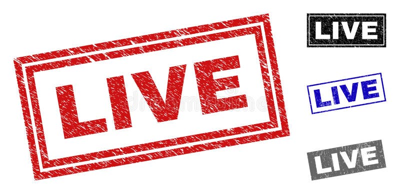 Grunge LIVE Scratched Rectangle Stamps Stock Vector - Illustration of ...