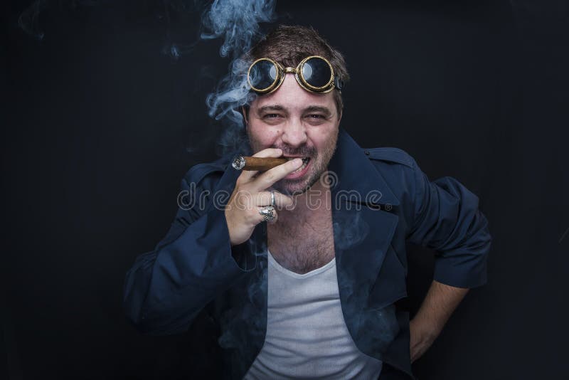 Steampunk Smoker with a Cuban Cigar Stock Photo - Image of cuban ...