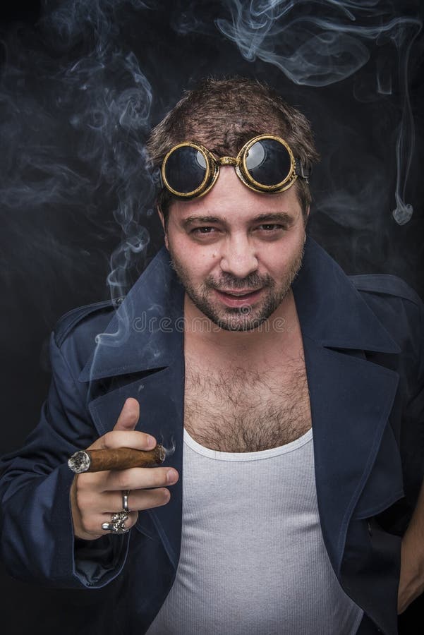 Steampunk Smoker with a Cuban Cigar Stock Image - Image of cigar ...