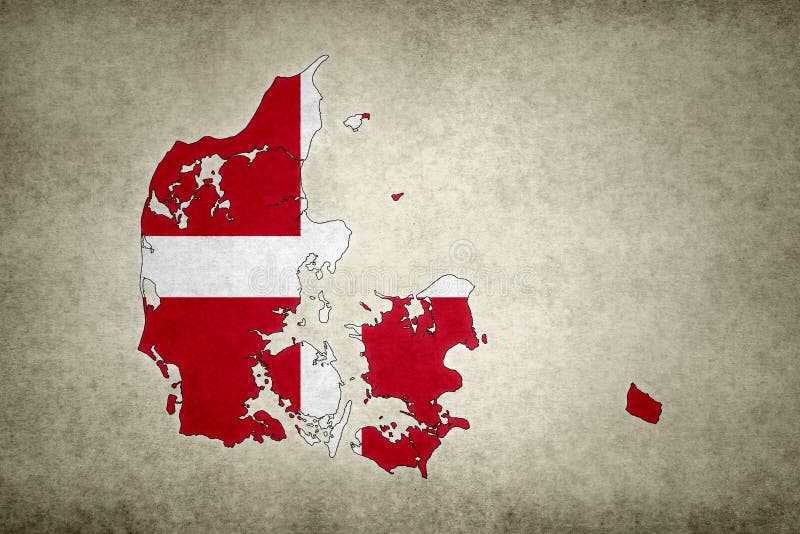 Map of Denmark Printed on an Old Paper Stock Illustration ...