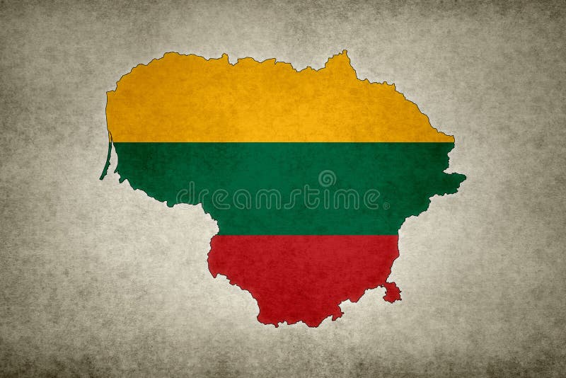 Map of Lithuania with Its Flag on a Paper Stock Illustration ...