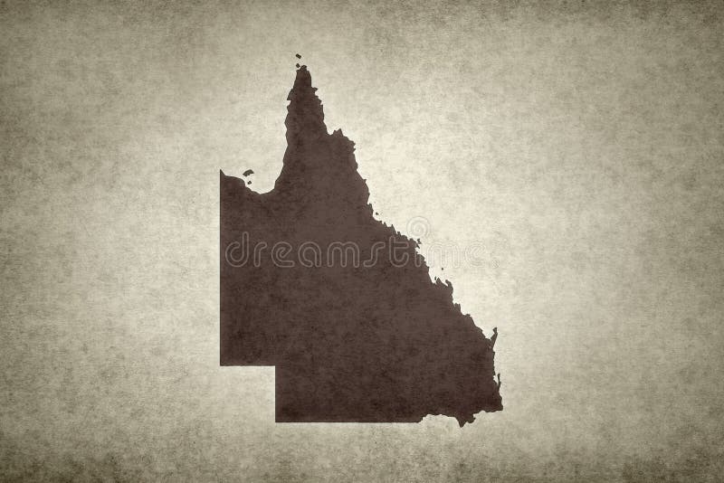 Map of Queensland (Australia) Printed on an Old Paper Stock ...