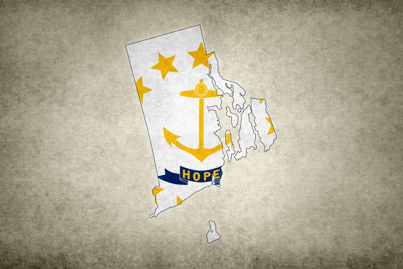 Map of the State of Rhode Island with Its Flag on a Paper Stock ...