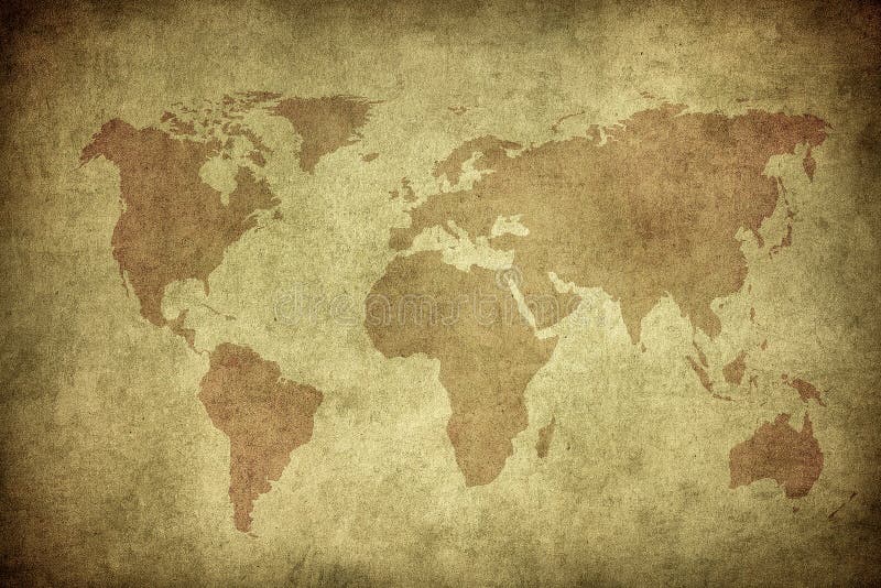 Grunge map of the world stock illustration. Illustration of europe ...