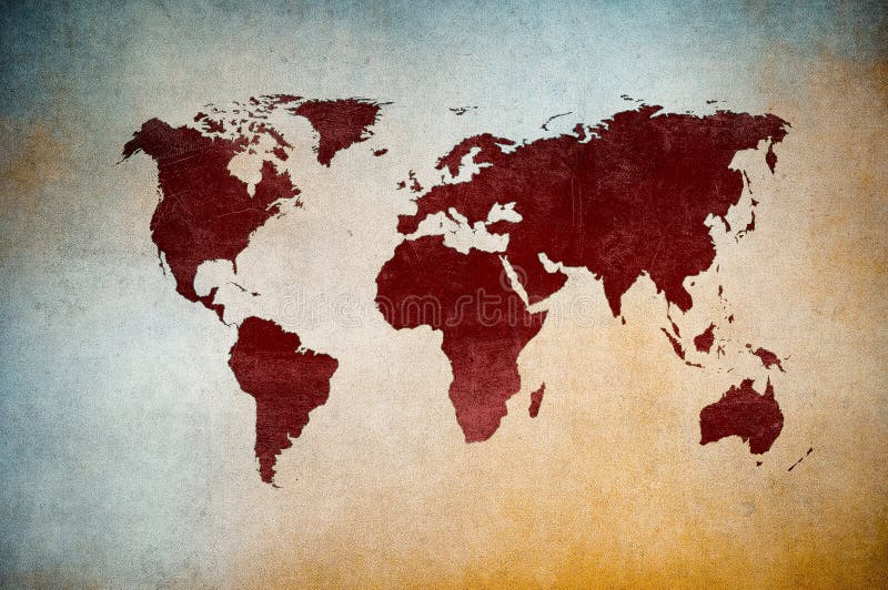 Grunge map of the world stock illustration. Illustration of canvas ...