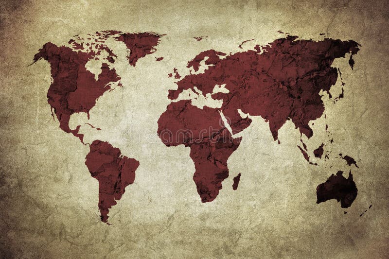 Grunge map of the world stock illustration. Illustration of europe ...