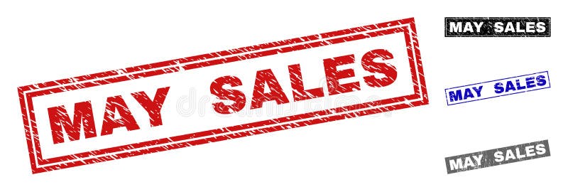 Grunge MAY SALES Textured Rectangle Stamp Seals Stock Vector ...