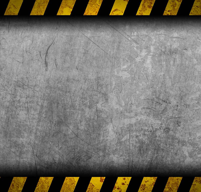 Grunge Metal Background with Black and Yellow Warning Stripes Stock ...