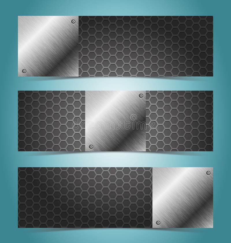 Grunge Metal Template Banners Stock Illustration - Illustration of ...