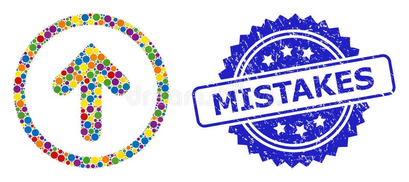 Grunge Mistakes Stamp Seal and Dot Color Up Pointer Collage Stock ...