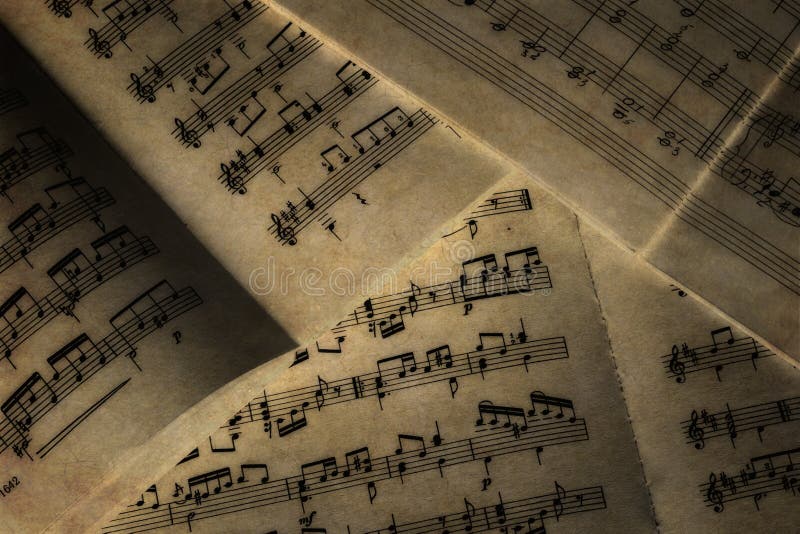 Music Keyboard with Grunge Notes Stock Photo - Image of background ...