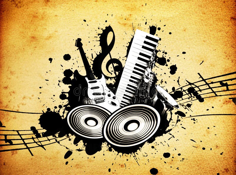 Grunge Headphone Music City Stock Vector - Illustration of disc, bass ...