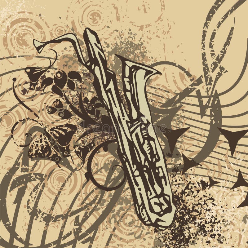 Grunge Music Instrument Background Stock Illustration - Illustration of ...