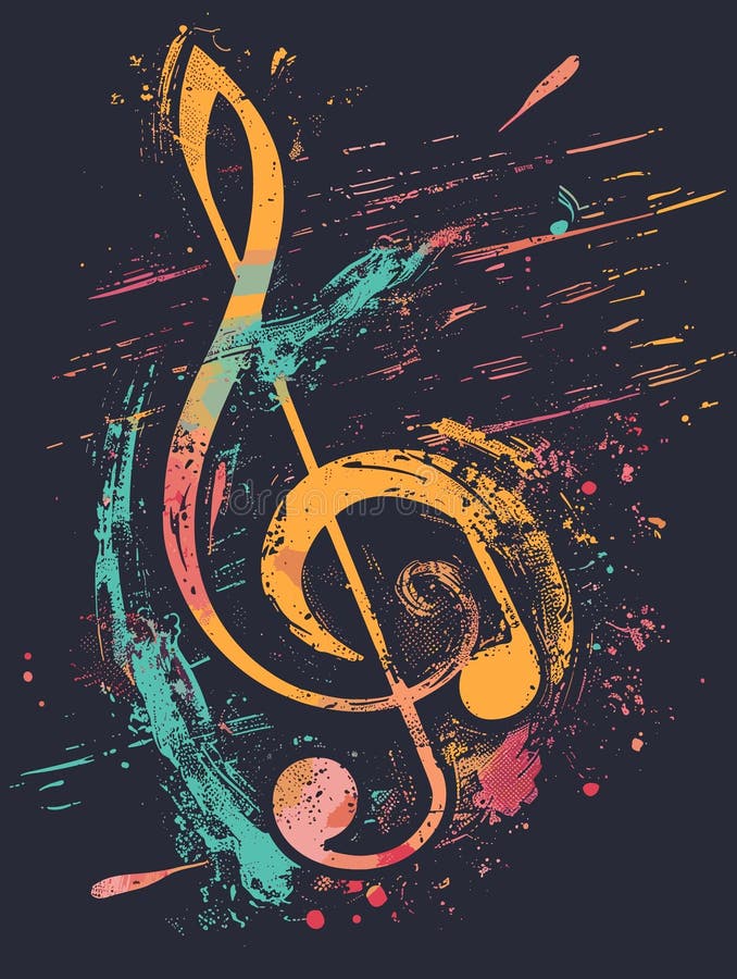 Grunge Music Note with Grunge Background. Vector Illustration Stock ...