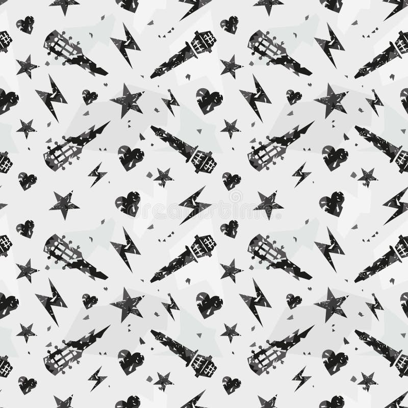 Rock Hands Seamless Pattern, Rock, Metal, Rock and Roll Music St Stock ...
